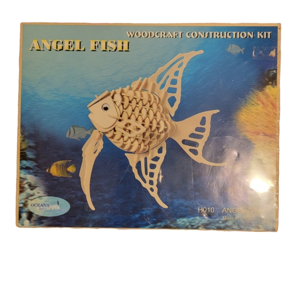 Toys | Puzzled 3d Puzzle Angel Fish Wood Craft Construction Model Kit ...